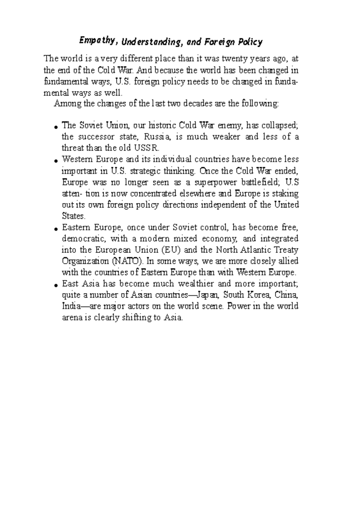 Empathy, Understanding, and Foreign Policy - And because the world has ...