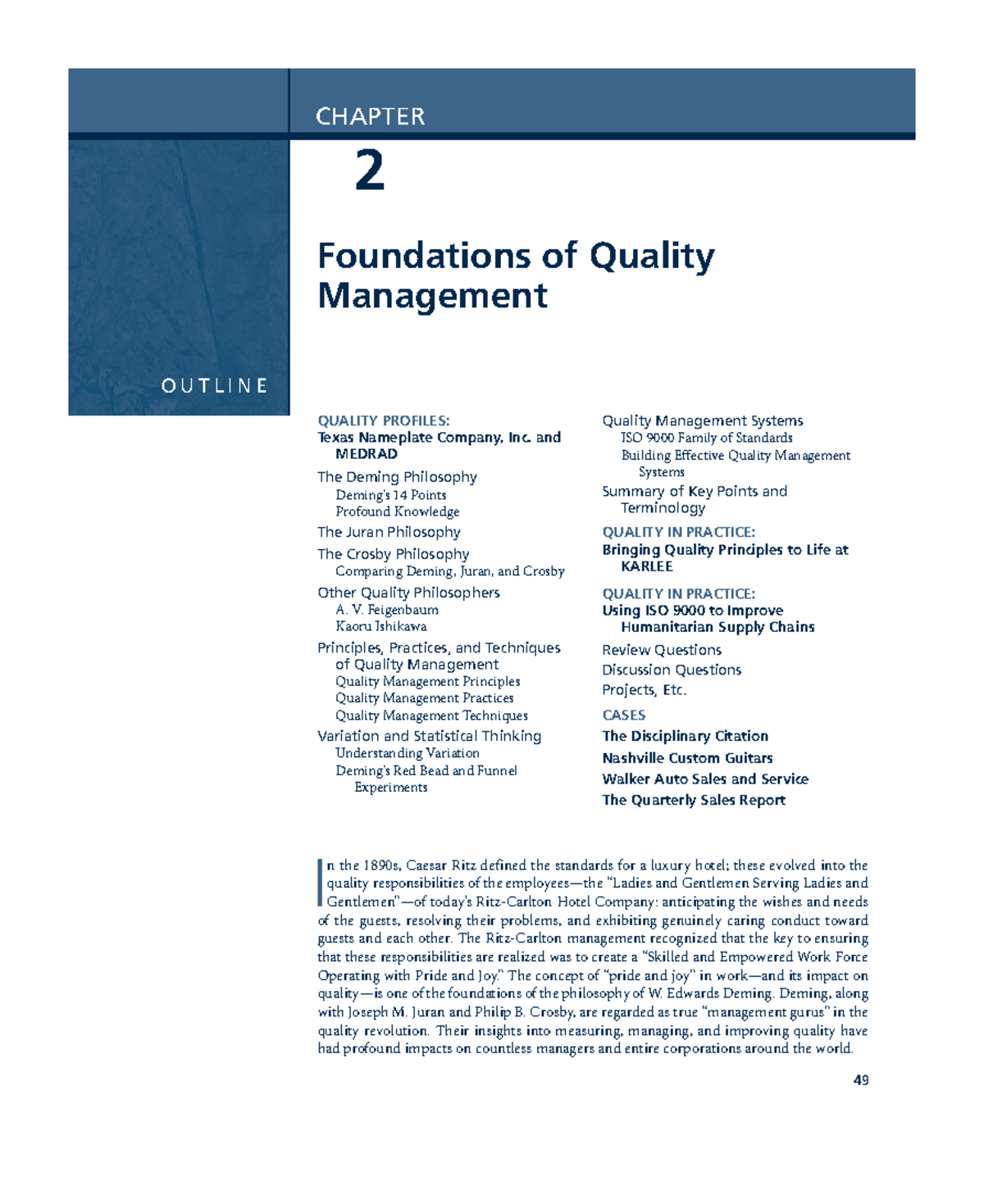 Chapt. 2 - Summary Total Quality Management - 49 CHAPTER 2 Foundations ...