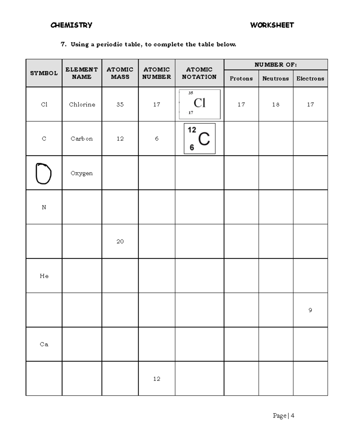 Using+the+Periodic+Table - CHEMISTRY WORKSHEET Page | 4 7. Using a ...