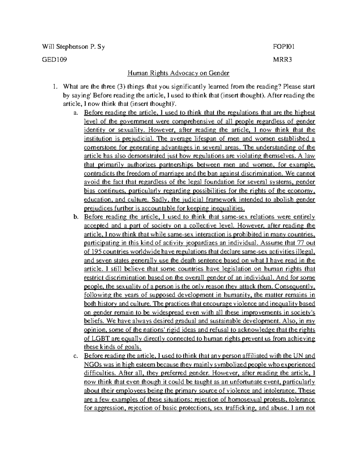 Sy GED109 MRR3 - ddd - Will Stephenson P. Sy FOPI GED109 MRR Human Rights Advocacy on Gender ...