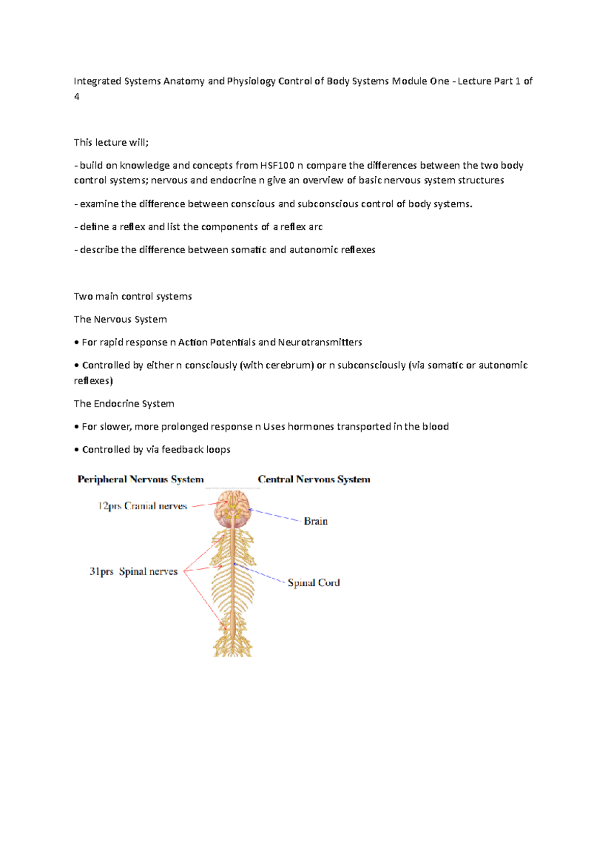 Integrated Systems Anatomy and Physiology Control of Body Systems ...