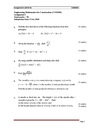 Suggested answer of assignment 3 - Engineering Mathematics for ...