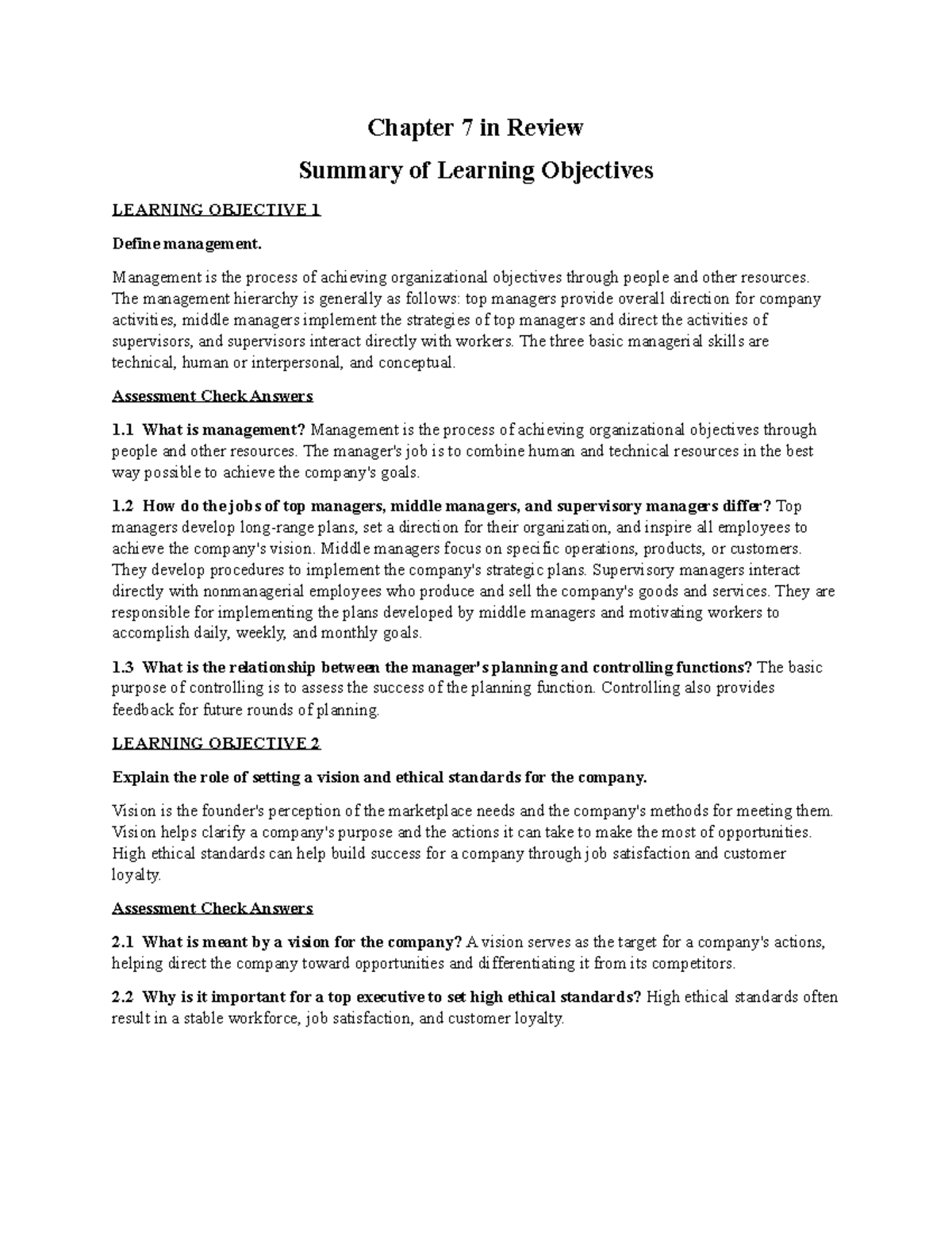 Chapter 7 Org Structure in Review - Chapter 7 in Review Summary of ...