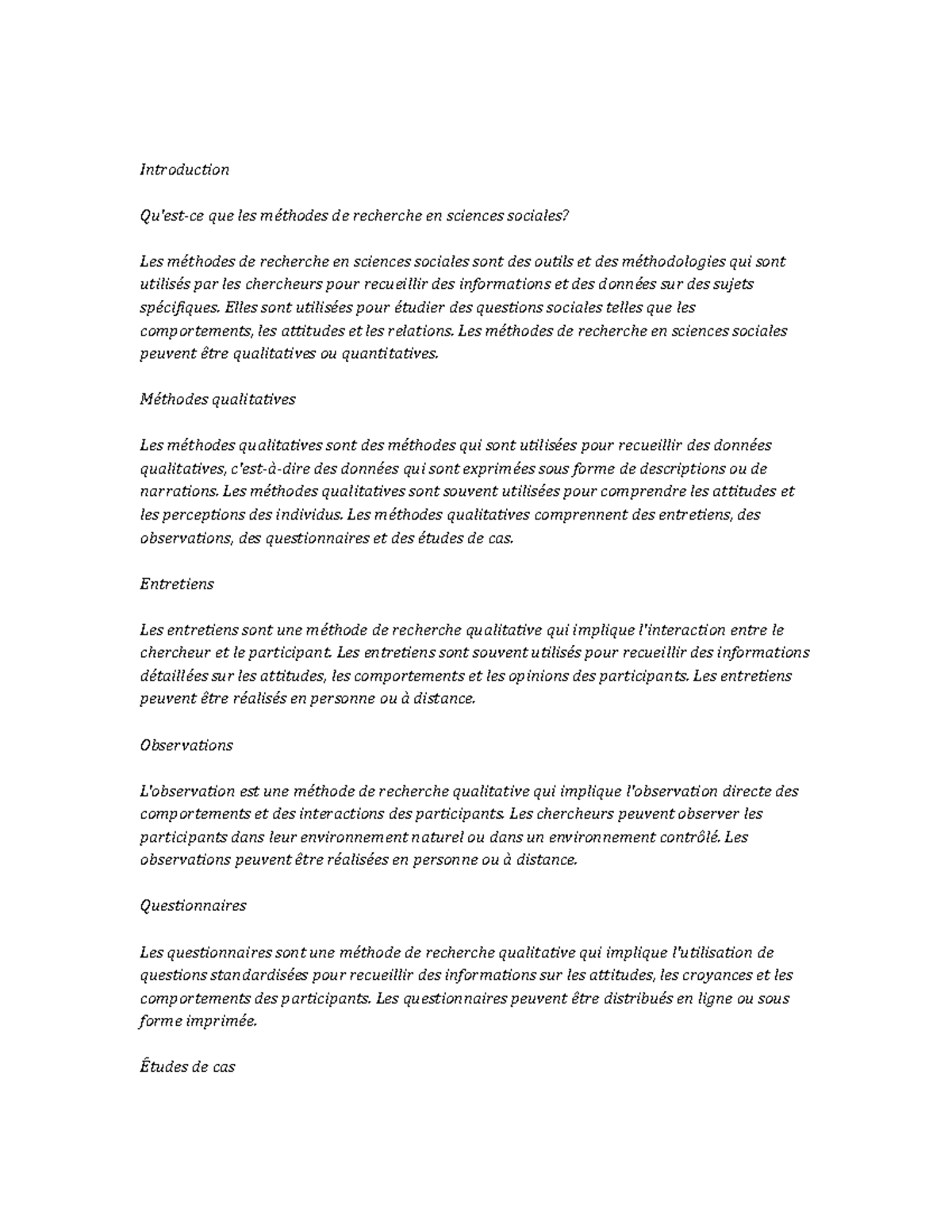Méthodes de recherche en sciences sociales Notes de cours ...