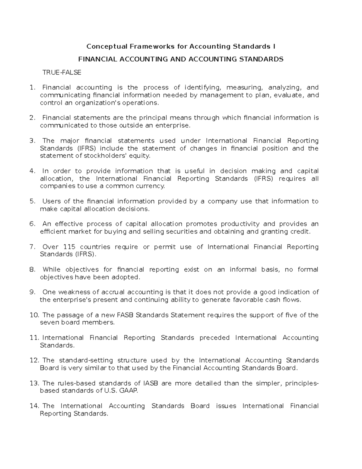 Conceptual Frameworks for Accounting Standards I - Chapter 1 ...