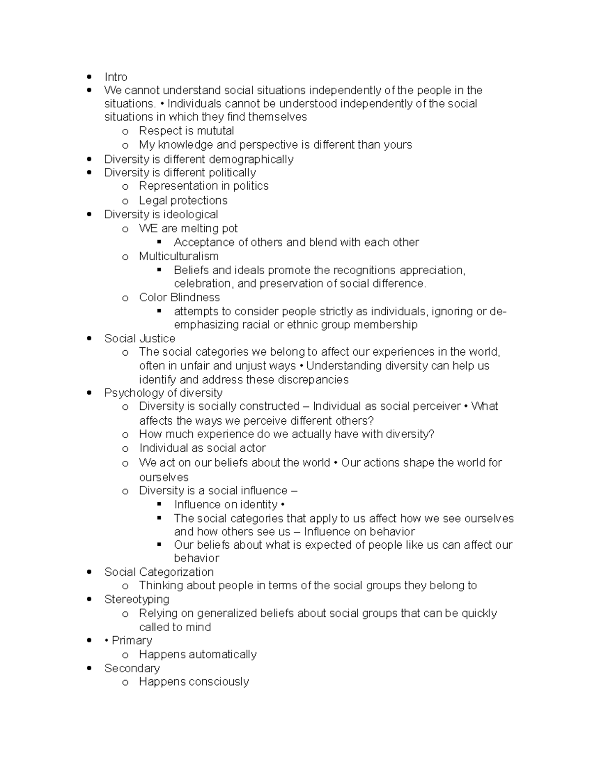 Psy 321 chapters 1-2 - Lecture notes 1-2 - Intro We cannot understand ...
