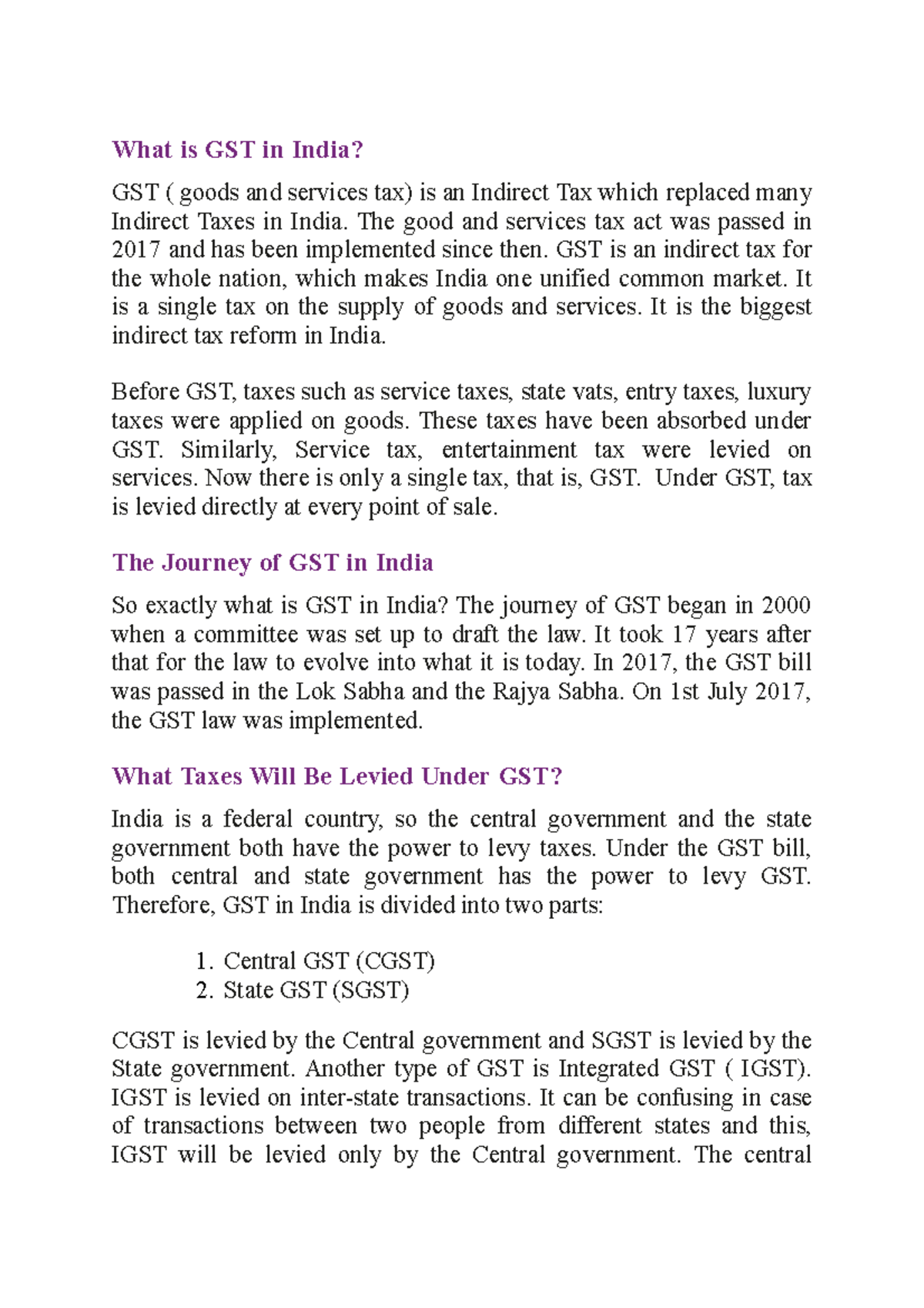 Impact of GST on the retail sector - What is GST in India? GST ( goods ...