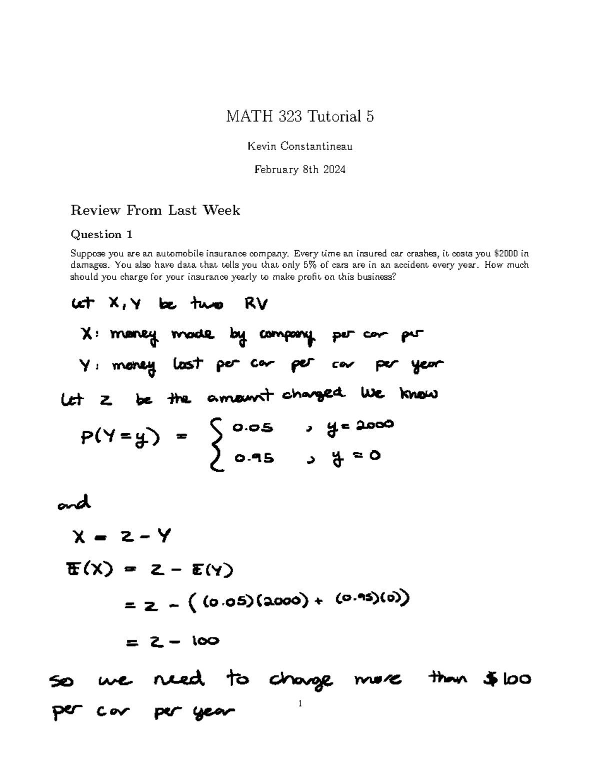MATH 323 Tutorial 5 Filled - MATH 323 Tutorial 5 Kevin Constantineau ...