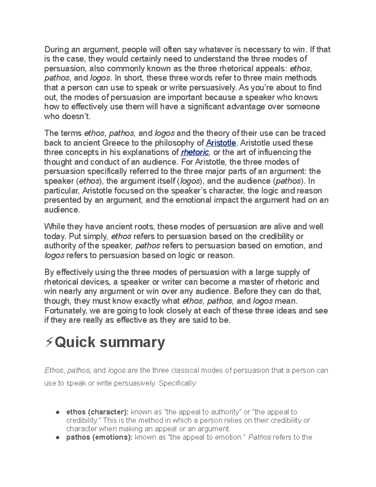 Ethos,pathos,logos - great for study materials - During an argument ...