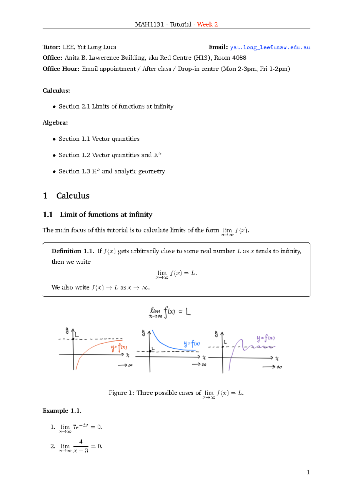 MATH1131 Tutorial Notes Week 2 - Tutor: LEE, Yat Long Luca Email: yat ...
