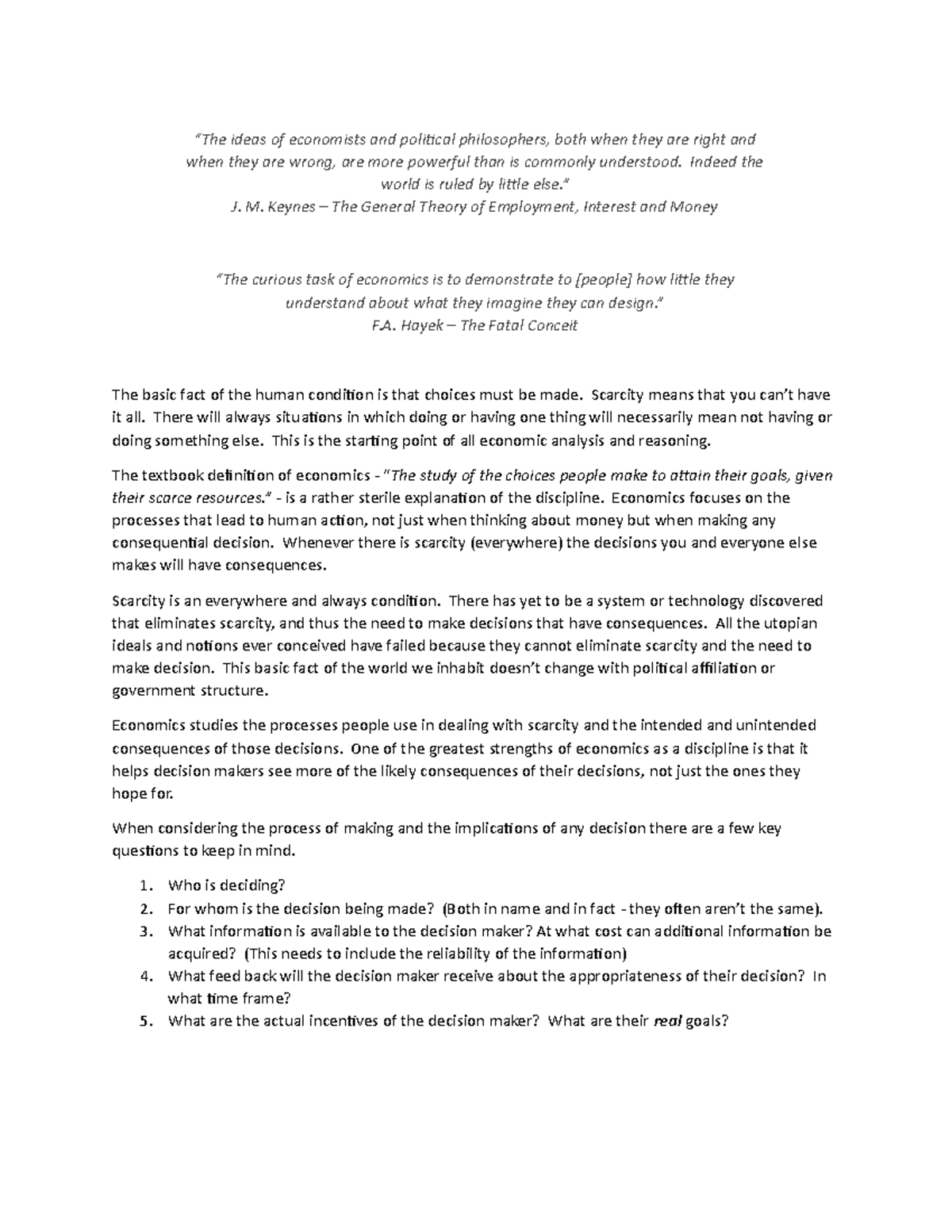 Micro chapter 1 philosophy - “The ideas of economists and political ...