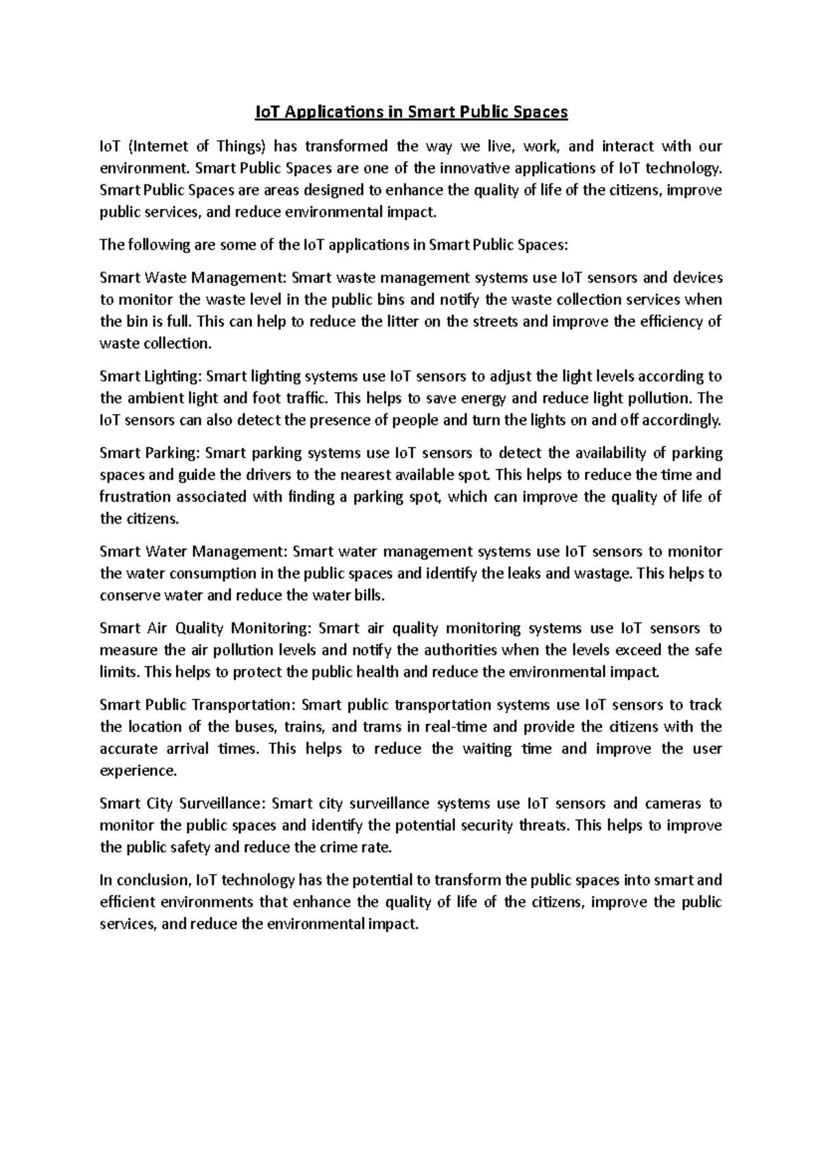 Io T Applications in Smart Public Spaces - IoT Applications in Smart ...