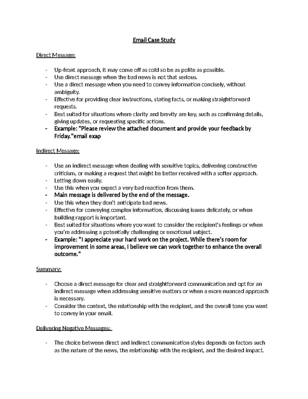 Email Case Study - final part of exam prep - Email Case Study Direct ...