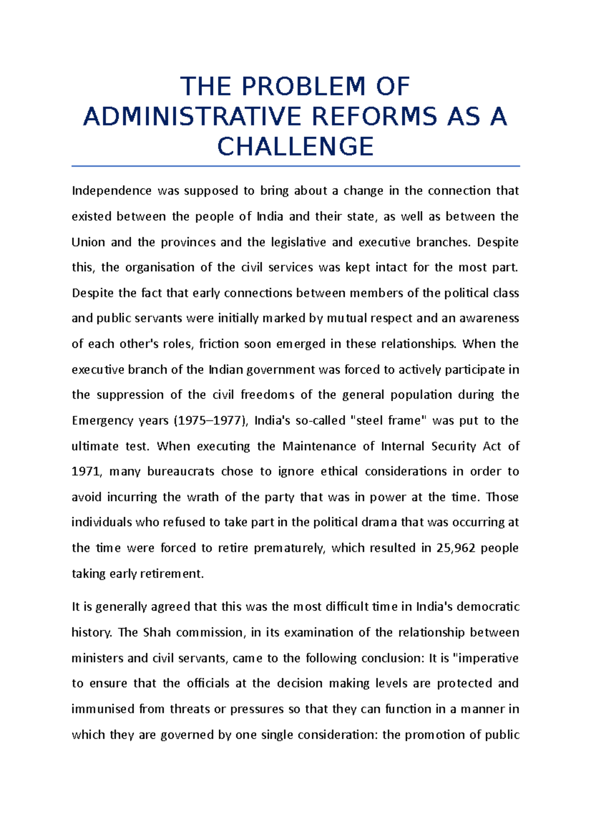 THE Problem OF Administrative Reforms AS A Challenge - THE PROBLEM OF ...