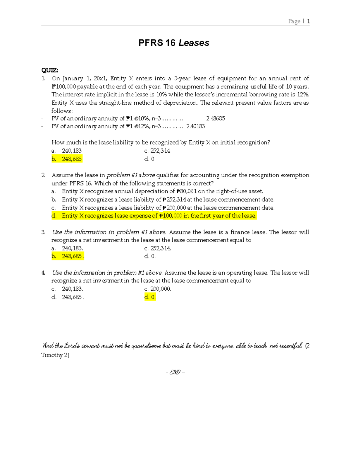 QUIZ PFRS 16 Leases - Accountancy - Page | 1 PFRS 16 Leases QUIZ: On ...