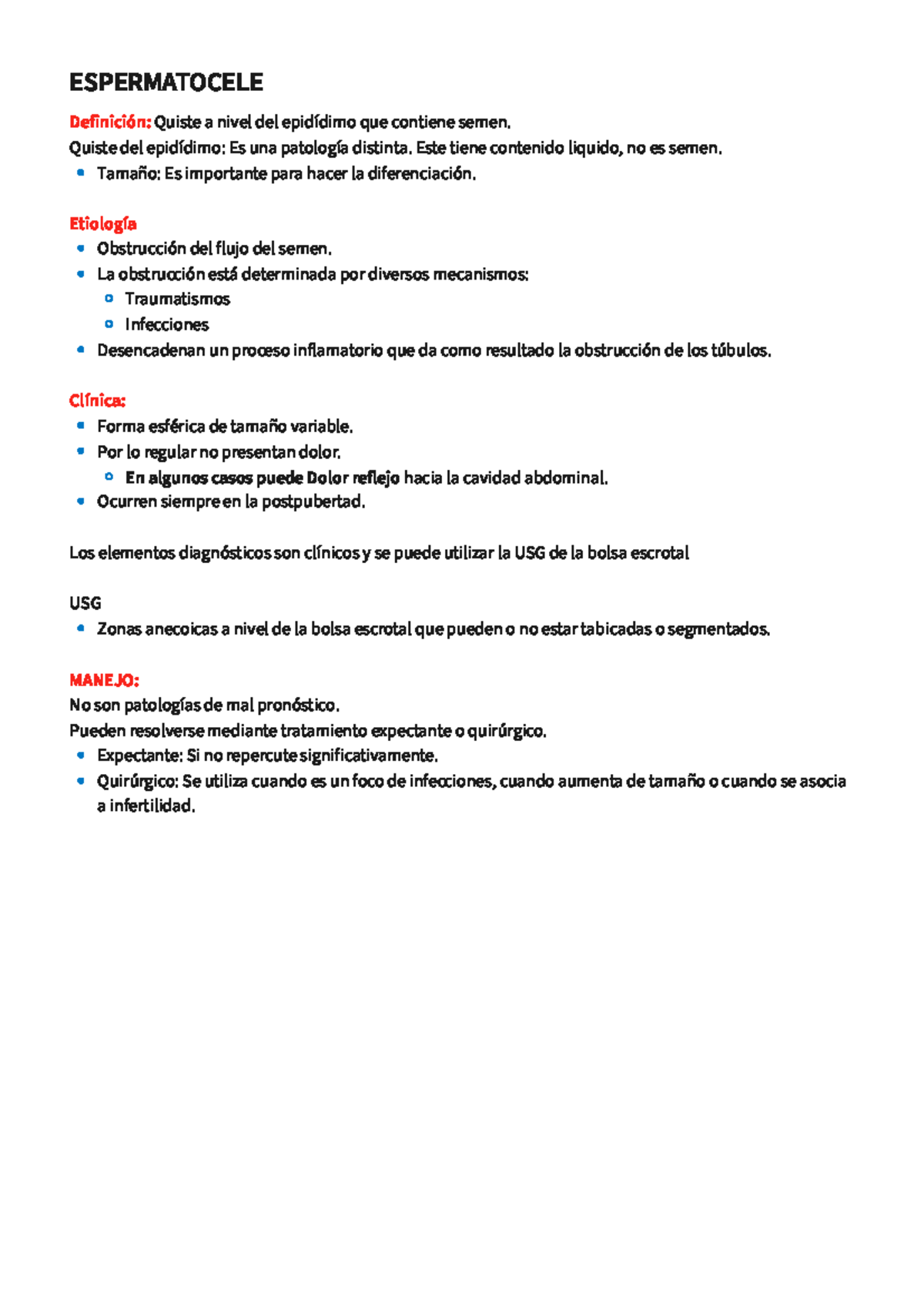 My File - ESPERMATOCELE Definición: Quiste a nivel del epidídimo que ...