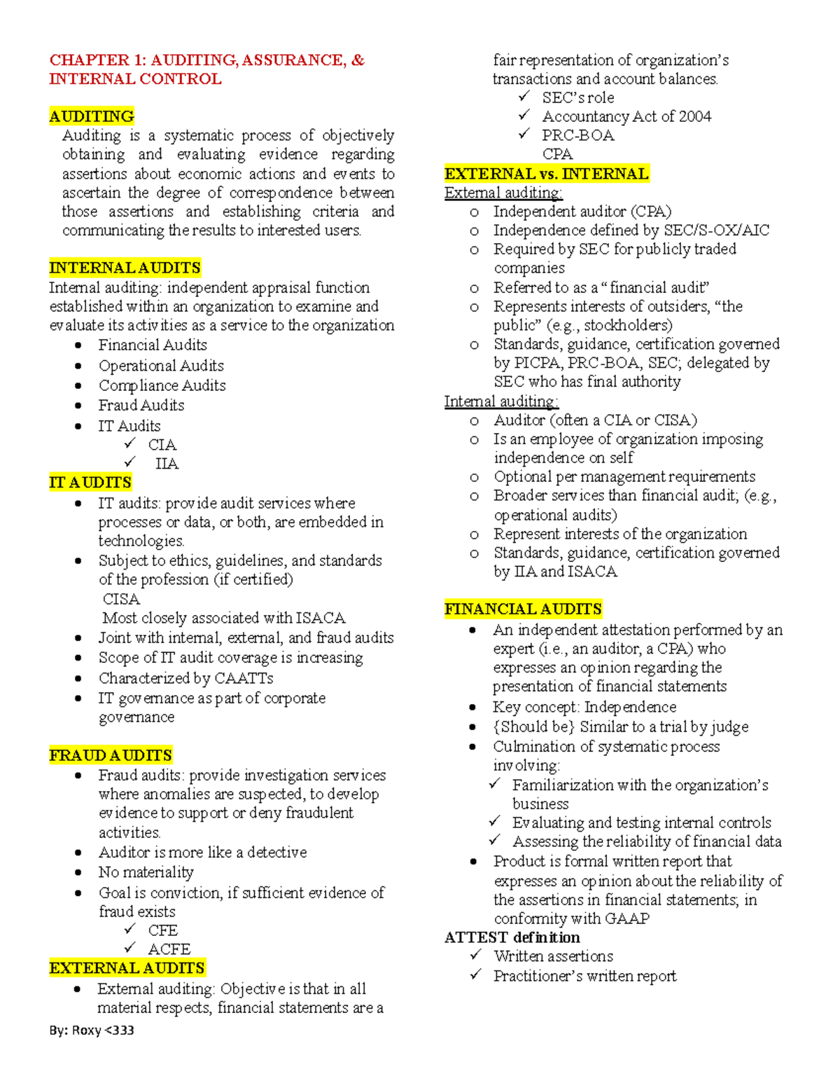 CH. 1-4 Audicisenv - reviewer - CHAPTER 1: AUDITING, ASSURANCE ...