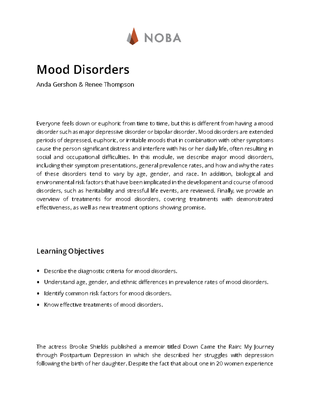 Mood+Disorders - PDF over Mood disorders - N O B A Mood Disorders Anda ...