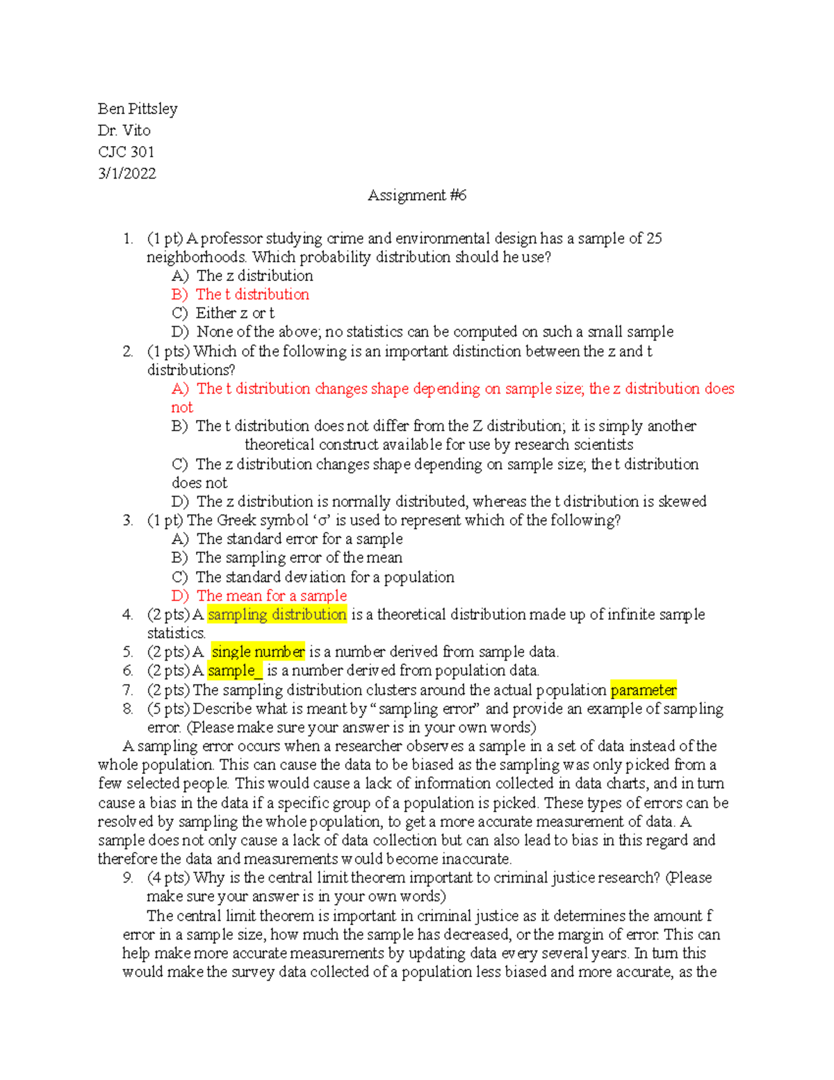 Evaluation Research- Assignment #6 - Ben Pittsley Dr. Vito CJC 301 3/1 ...