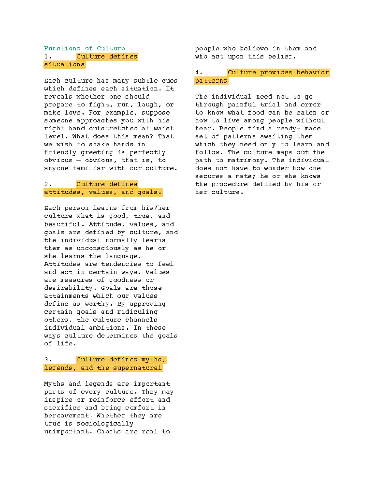 Functions Of Culture Lecture Notes 13 Functions Of Culture Culture