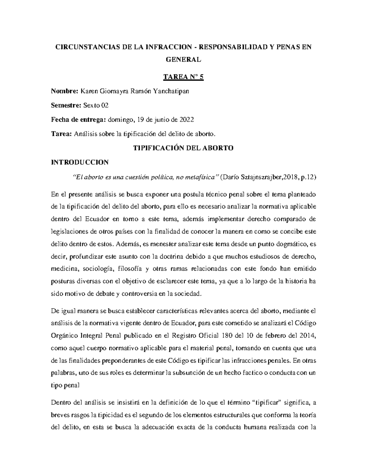 Tarea 5 Karen Ramon - El derecho penal es la rama del derecho público ...