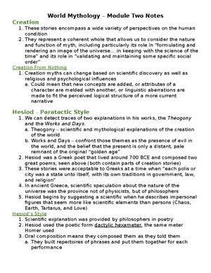 Module Three Notes - World Mythology – Module Three Notes Destruction 1 ...