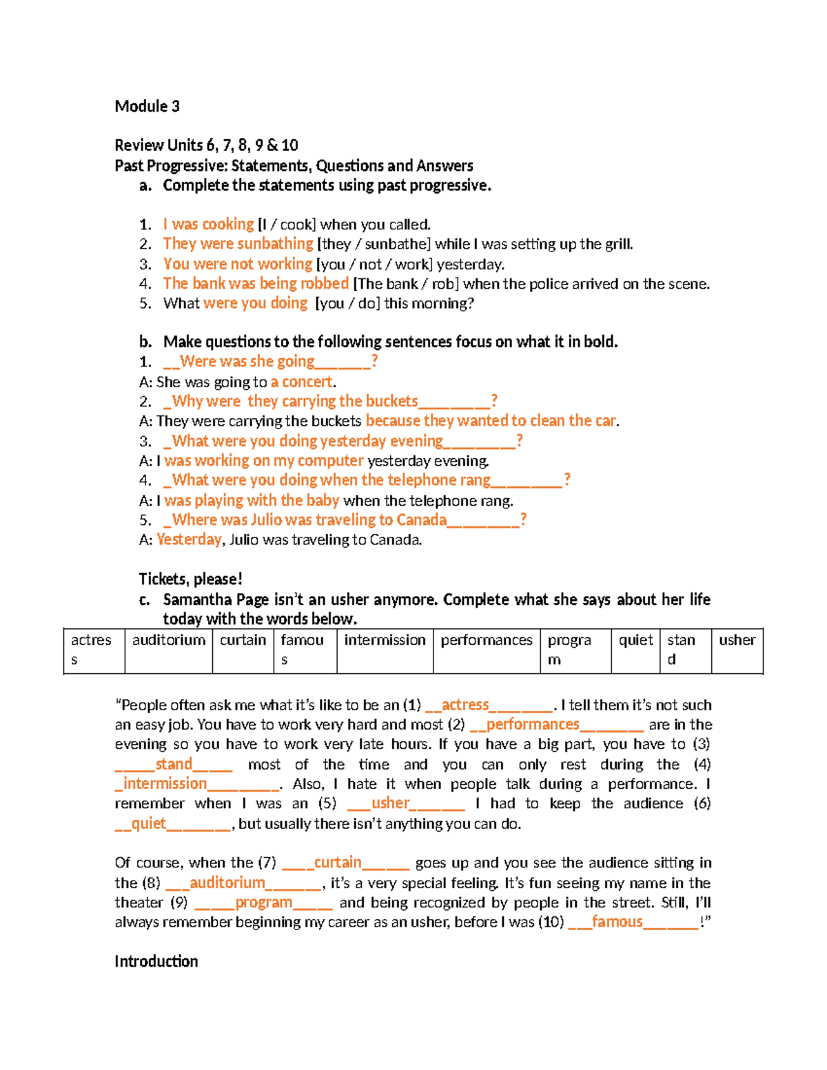 Review Second Term Module 3 - Module 3 Review Units 6, 7, 8, 9 & 10 ...
