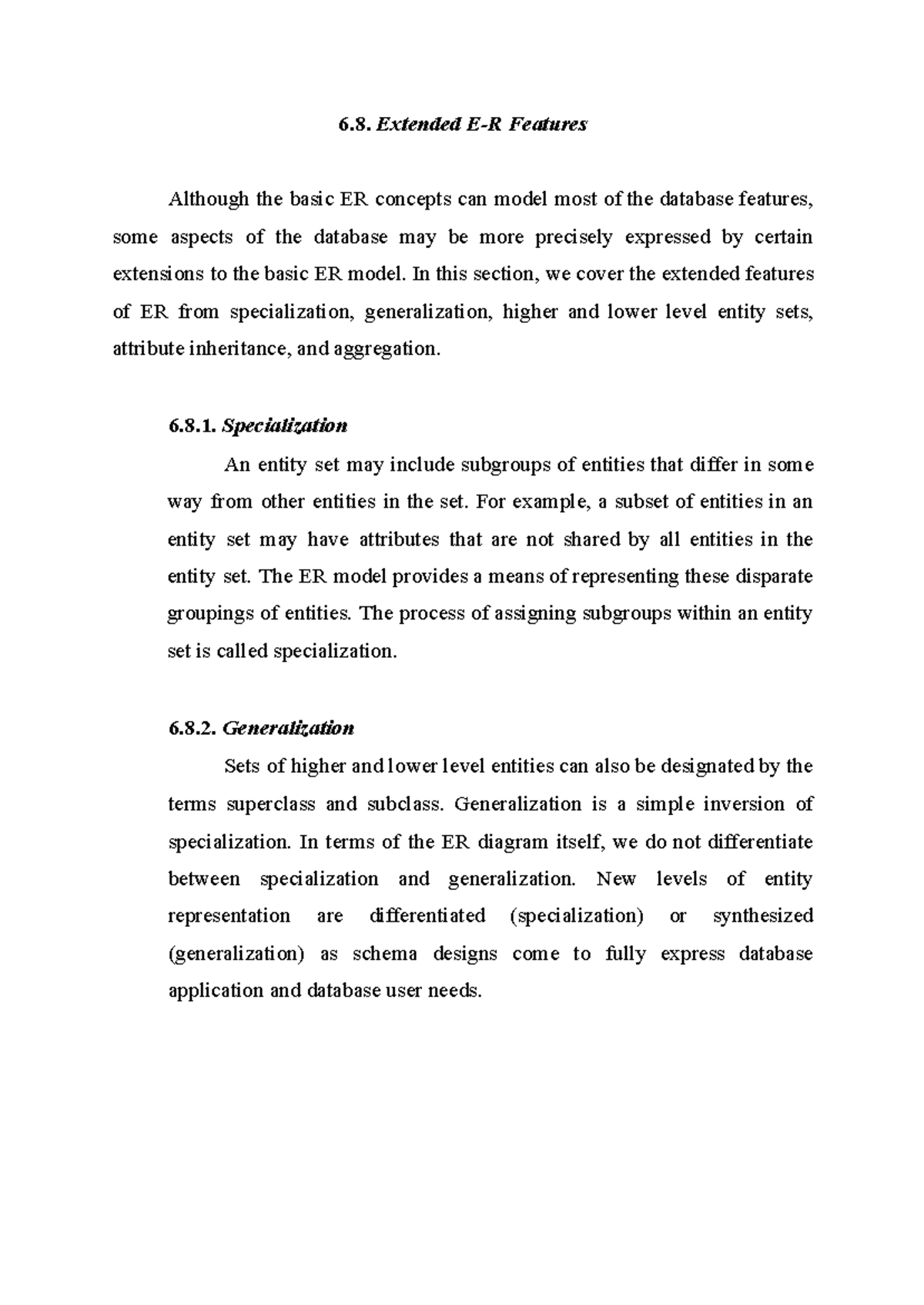Extended Entity Relationship Features in Database Administration - Extended E-R Features ...
