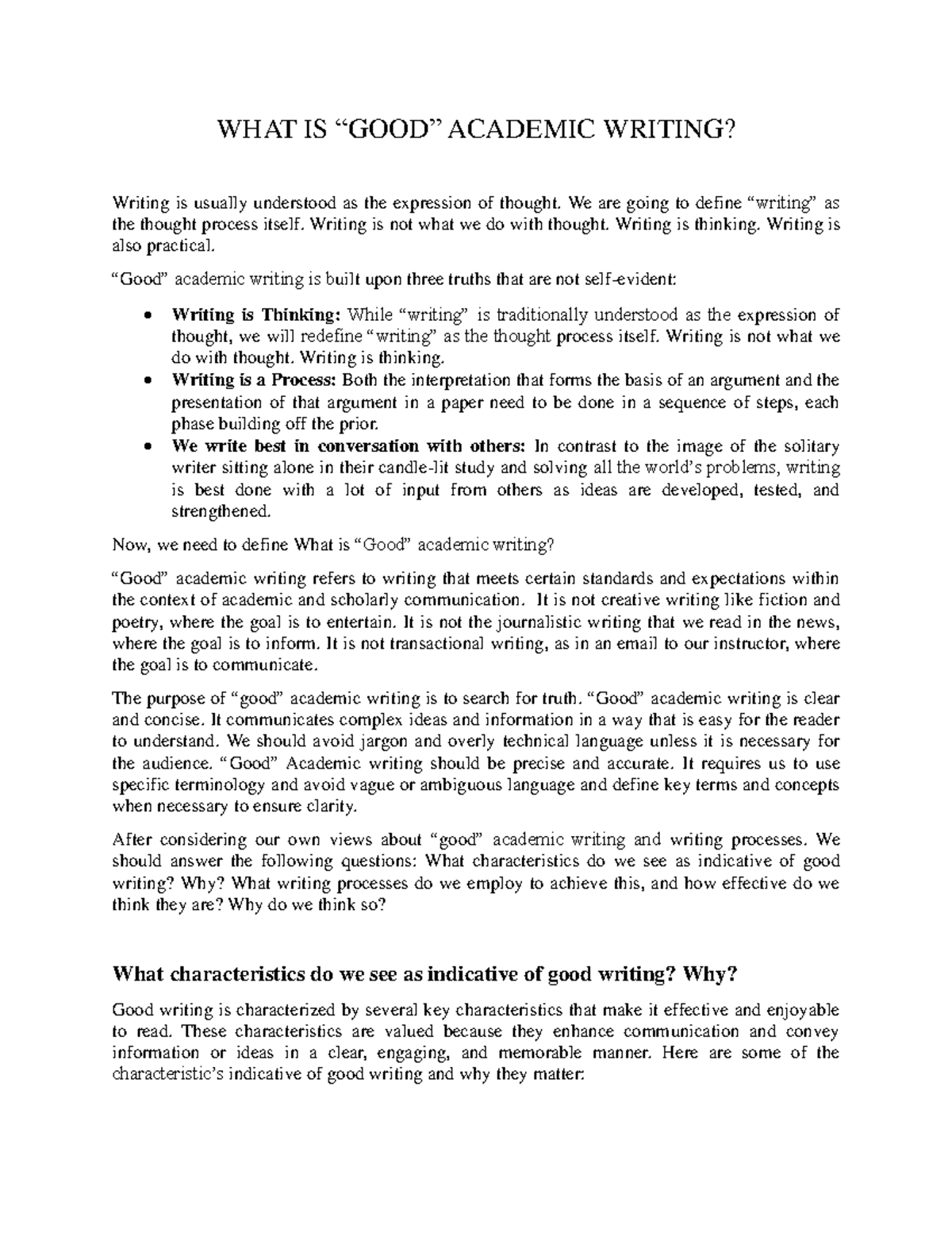 WHAT IS GOOD Academic Writing ( Delphin Wasso) - WHAT IS “GOOD ...