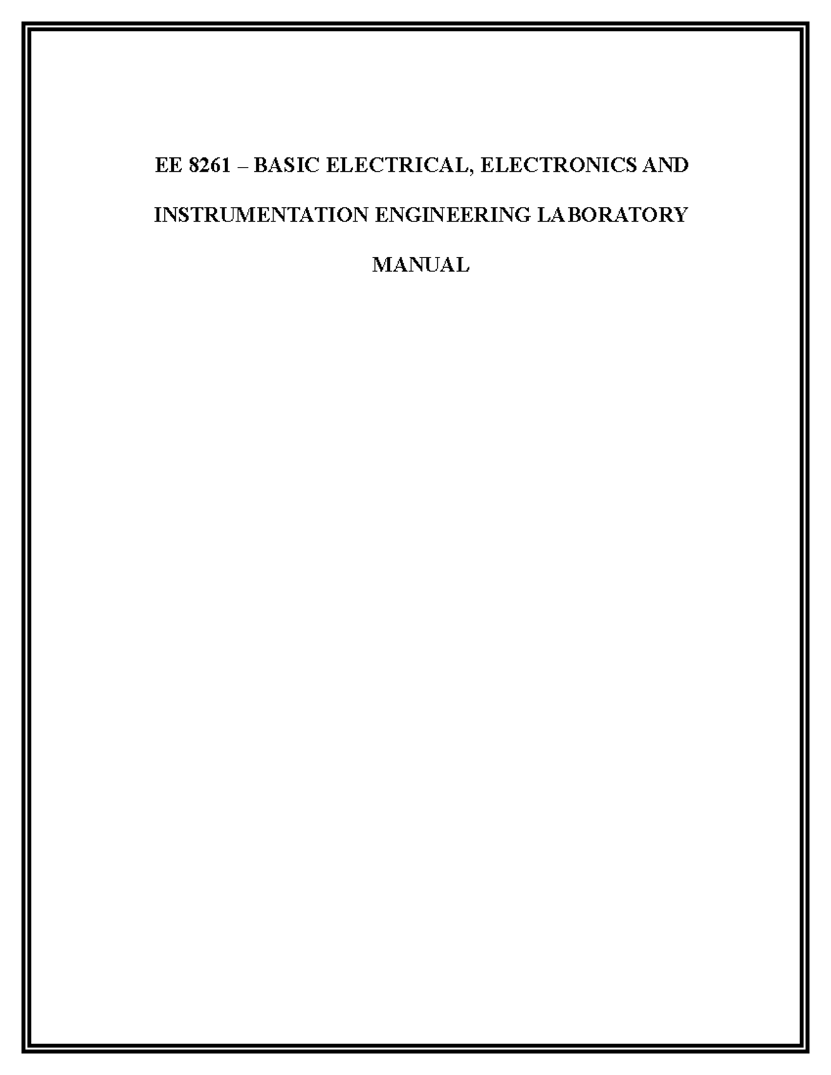 Basic EEI LAB Manual II SEM - EE 8261 – BASIC ELECTRICAL, ELECTRONICS AND INSTRUMENTATION - Studocu