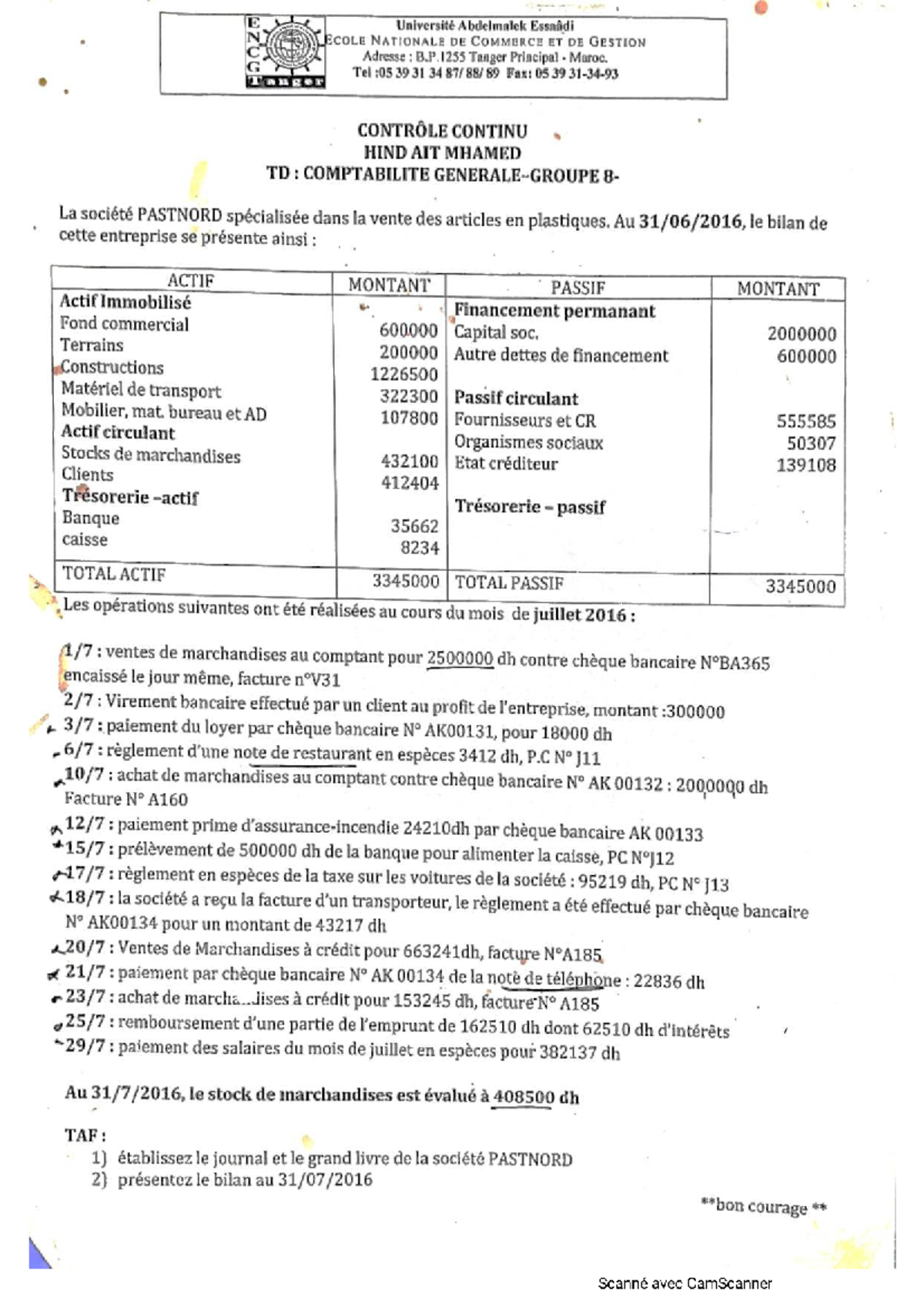 Cc Compta Ait Mhamed 2019 - Chimie des solutions - Studocu