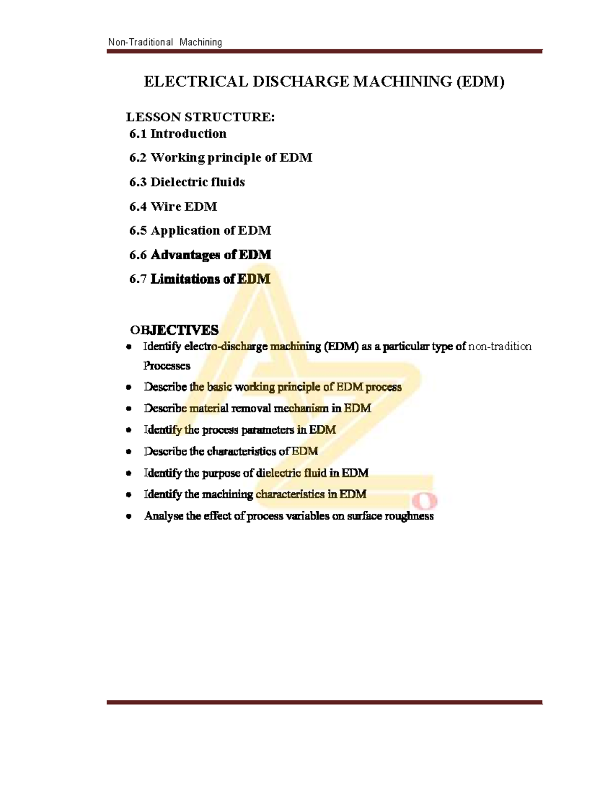 Advanced Machining Process Module-4 - ELECTRICAL DISCHARGE MACHINING ...