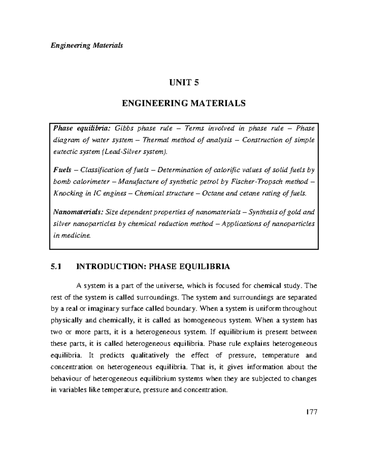 Engineering Materials - UNIT 5 ENGINEERING MATERIALS Phase equilibria: Gibbs phase rule – Terms ...
