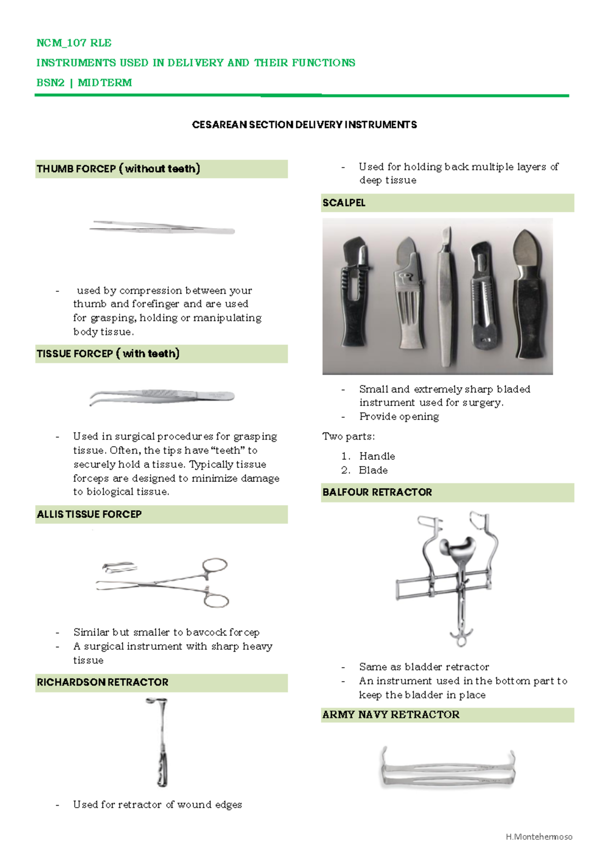 NCM-RLE- Instruments - lecture for rle instrument - H NCM_107 RLE ...