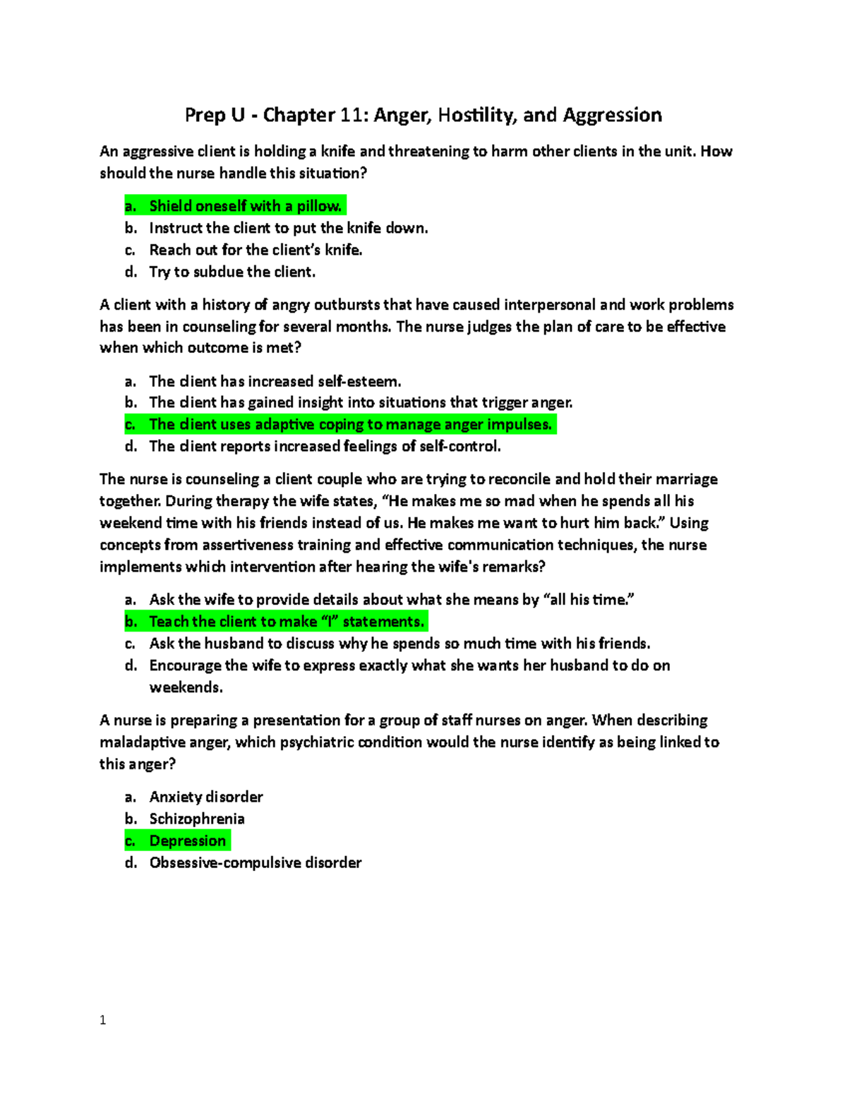 Anger, Hostility, and Aggression - How should the nurse handle this ...