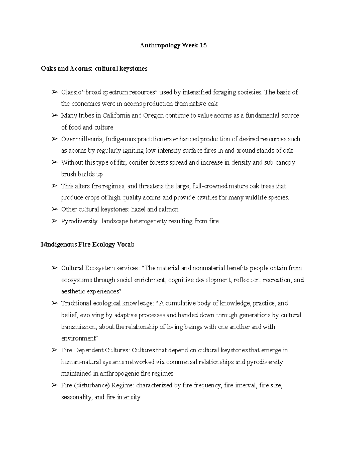 Anthropology Week 15 - Professor Bird - Anthropology Week 15 Oaks and ...