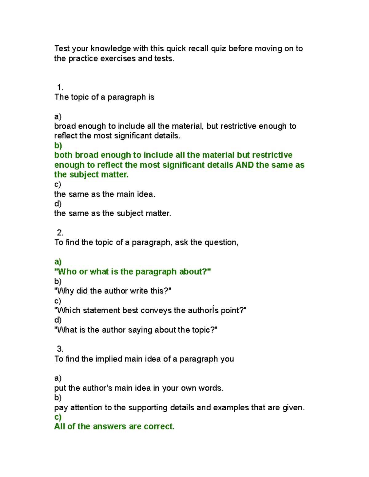 Mplied Main Idea Test Your Knowledge With This Quick Recall Quiz 