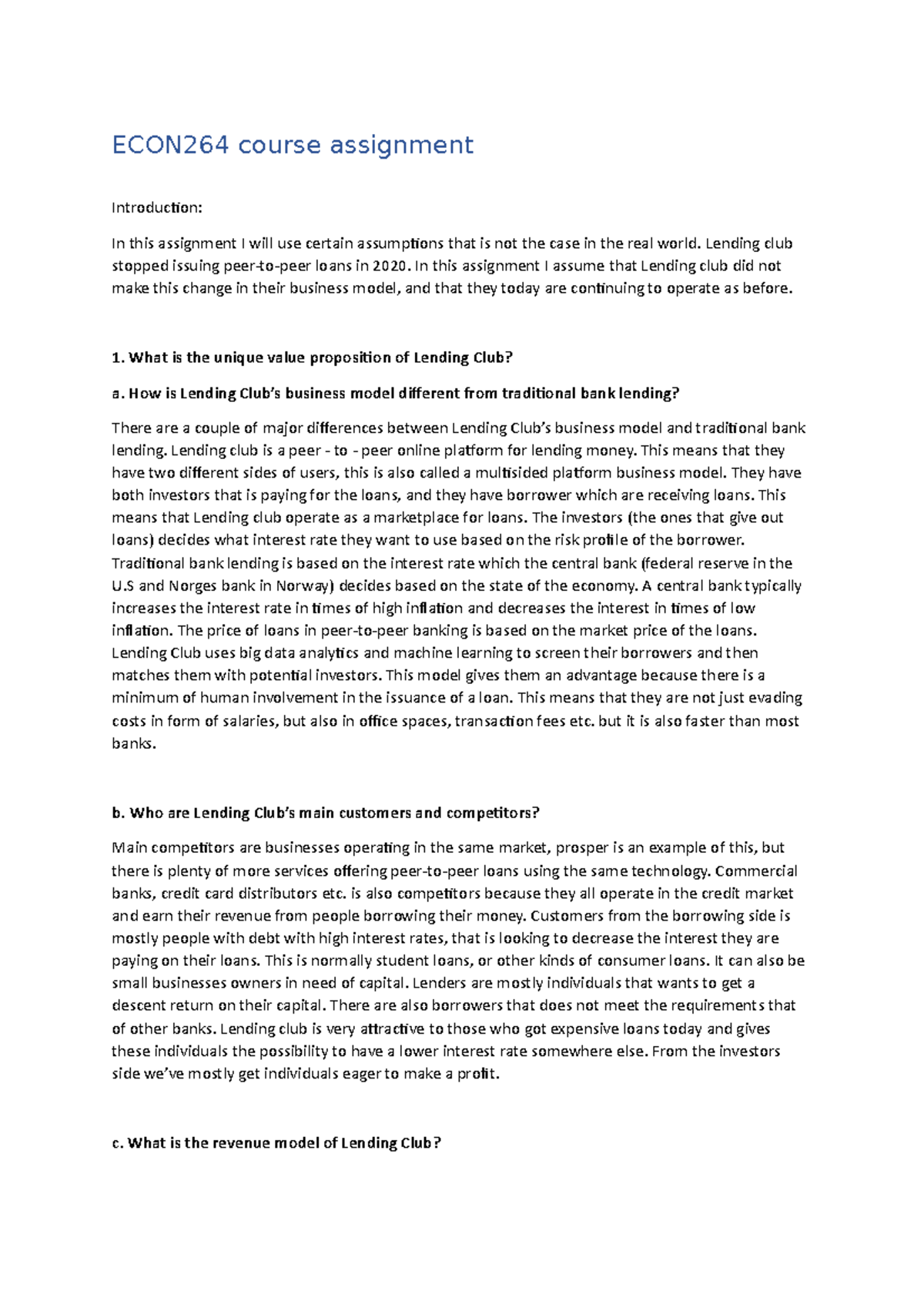 264 Course Assignment Godkjent Econ264 Course Assignment Introduction In This Assignment I