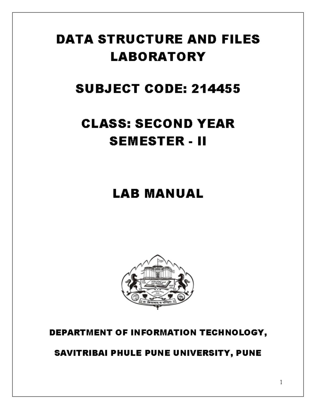 DSFL Manuals - Handy ebk. - DATA STRUCTURE AND FILES LABORATORY SUBJECT ...
