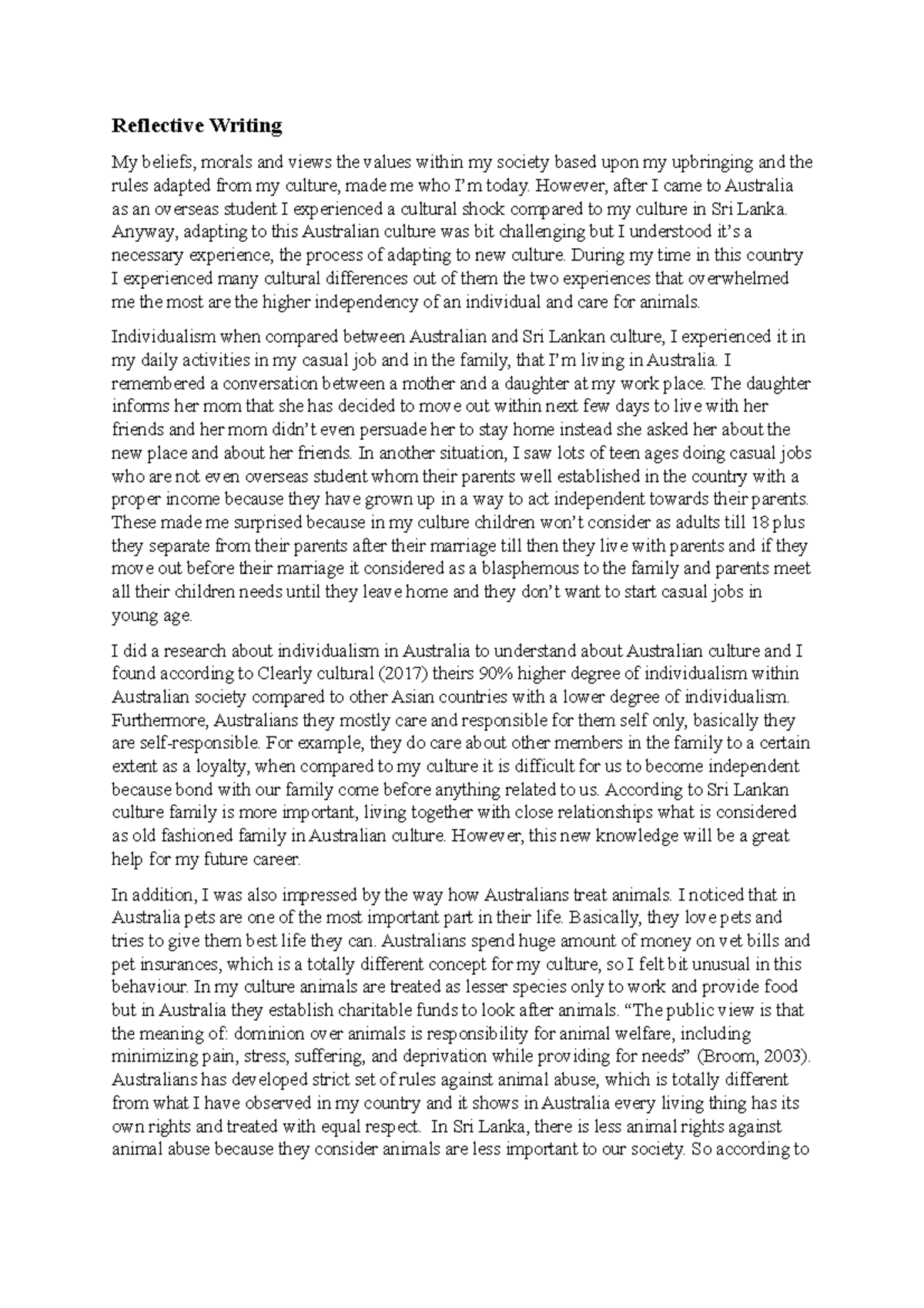 Nrsg 265 reflective writing - Reflective Writing My beliefs, morals and ...