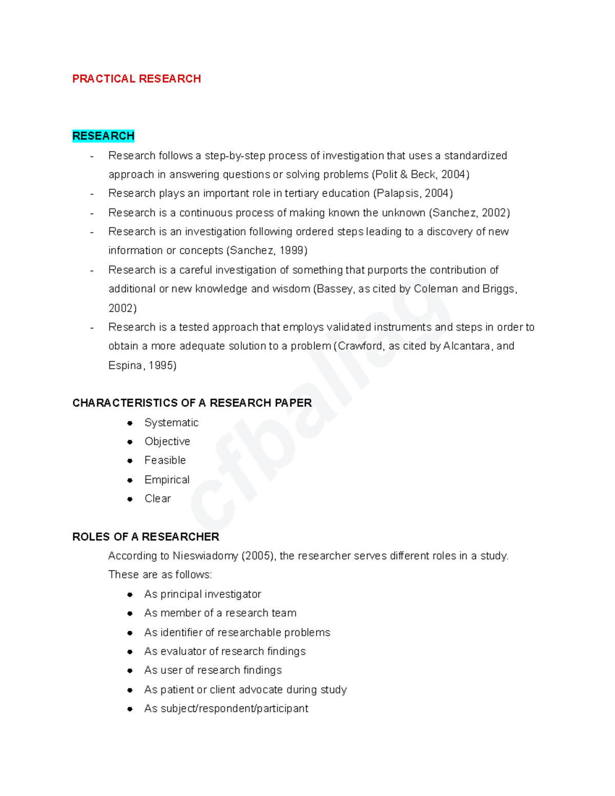 Practical Research 1 Notes - cfballag PRACTICAL RESEARCH RESEARCH ...