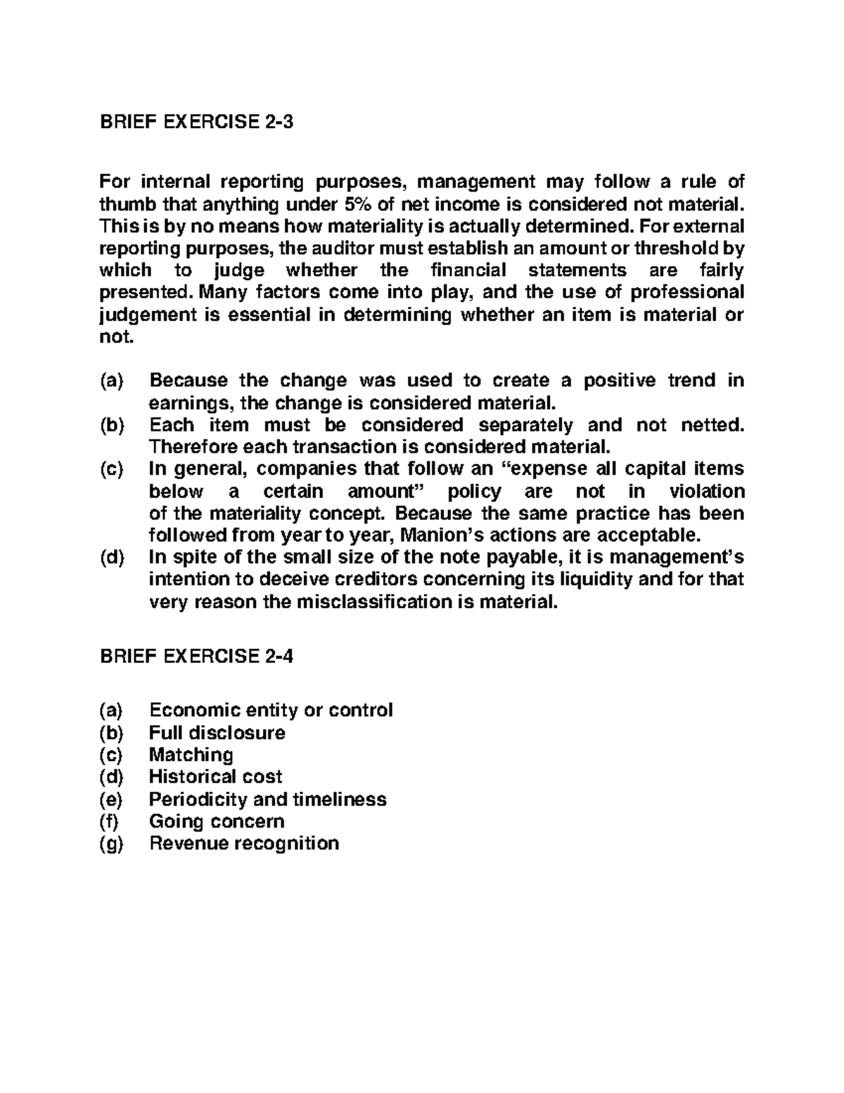 Brief Exercise 2 - acc - BRIEF EXERCISE 2- For internal reporting ...