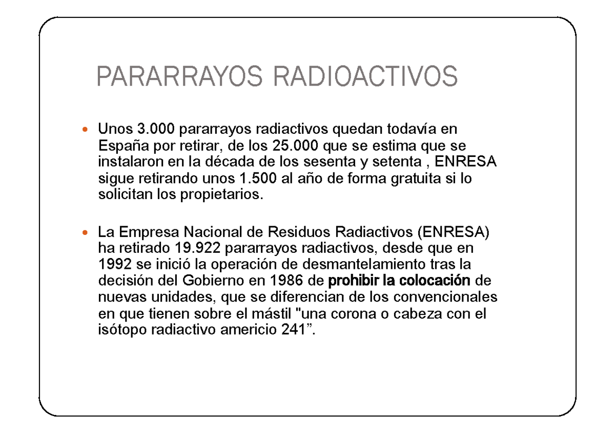 Catalogo pararrayos radioactivos - PARARRAYOS RADIOACTIVOS Unos 3 ...