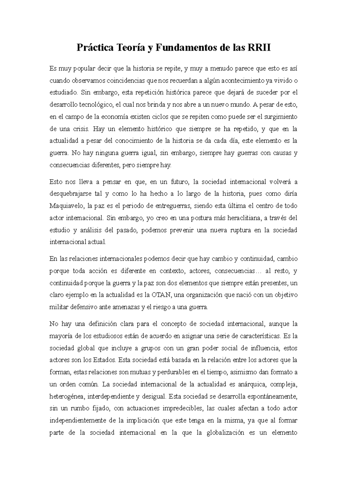 Practica Teoría y Fundamentos de las RRII - Práctica Teoría y ...