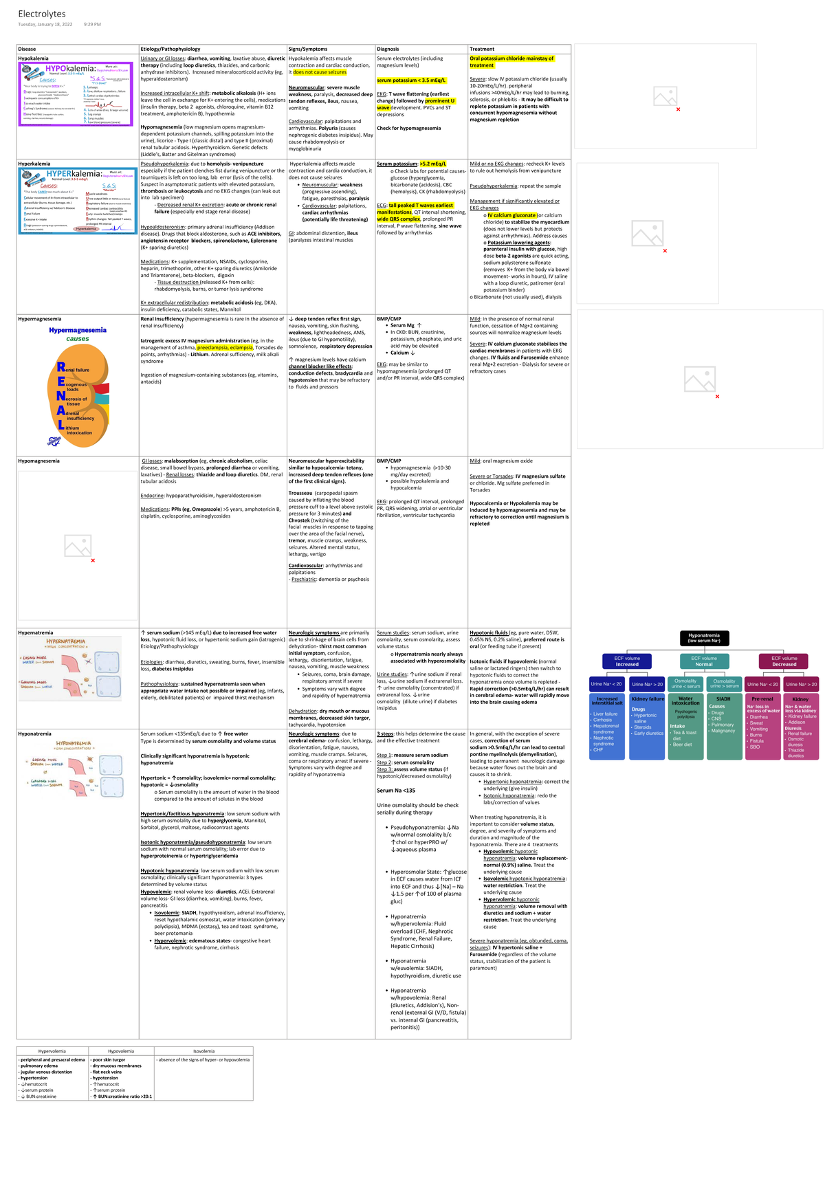Electrolytes - summary of electrolyte disorders - Disease Etiology ...