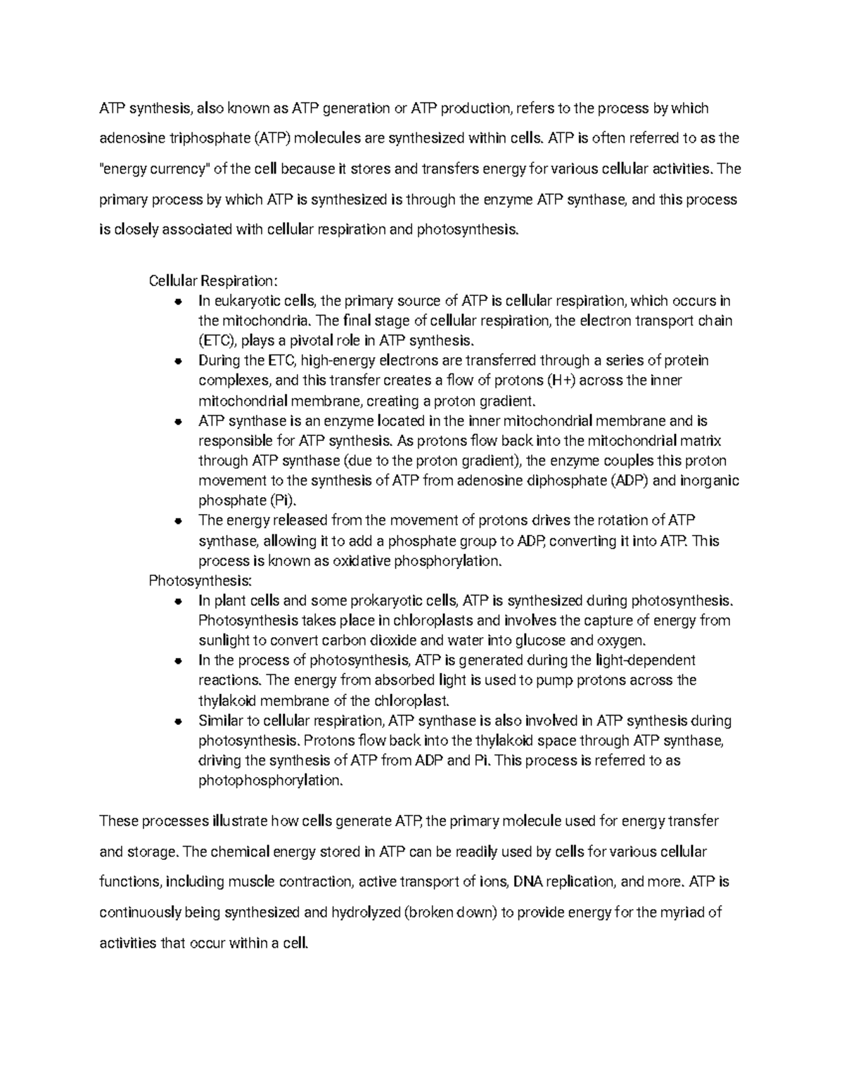 ATP synthesis - kkc - ATP synthesis, also known as ATP generation or ...