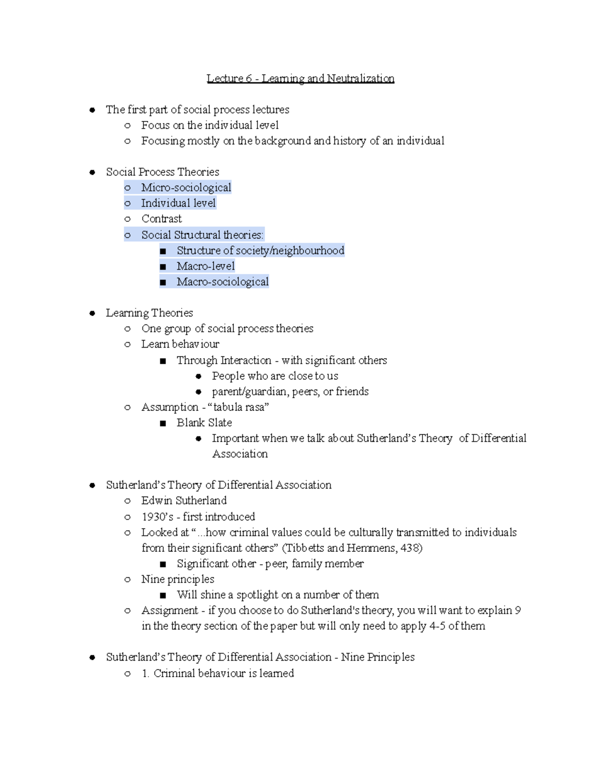 Lecture 6 - Learning and Neutralization - Lecture 6 - Learning and ...