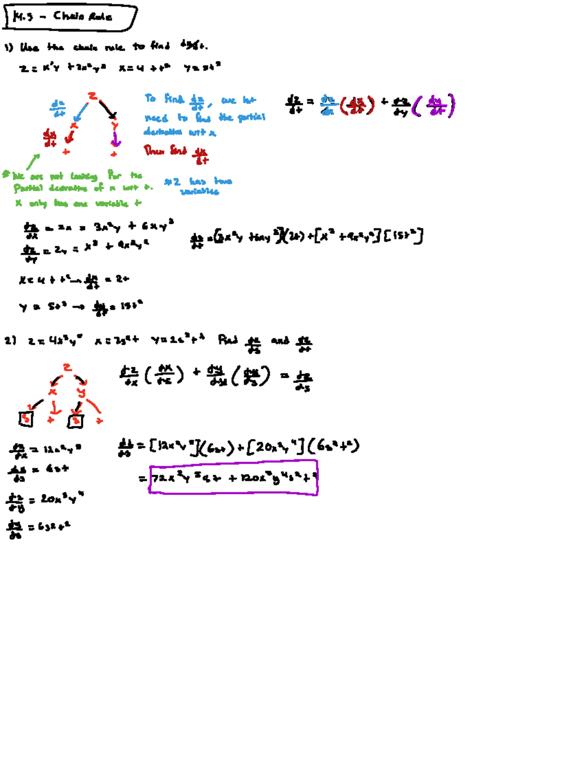 14.5 chain rule - MATH 3 - chains Use the chain rule to find deat z y 3 ...