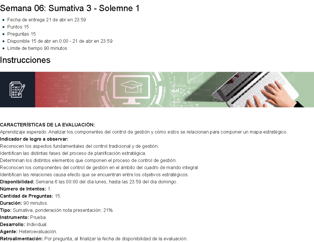 Semana 06 Sumativa 3 - Solemne 1 202405.2313 Control DE Gestión - Semana 06: Sumativa 3 ...