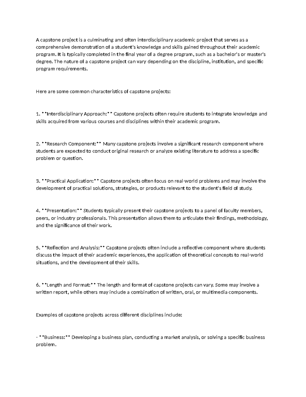 Capstone - A capstone project is a culminating and often interdisciplinary academic project that ...